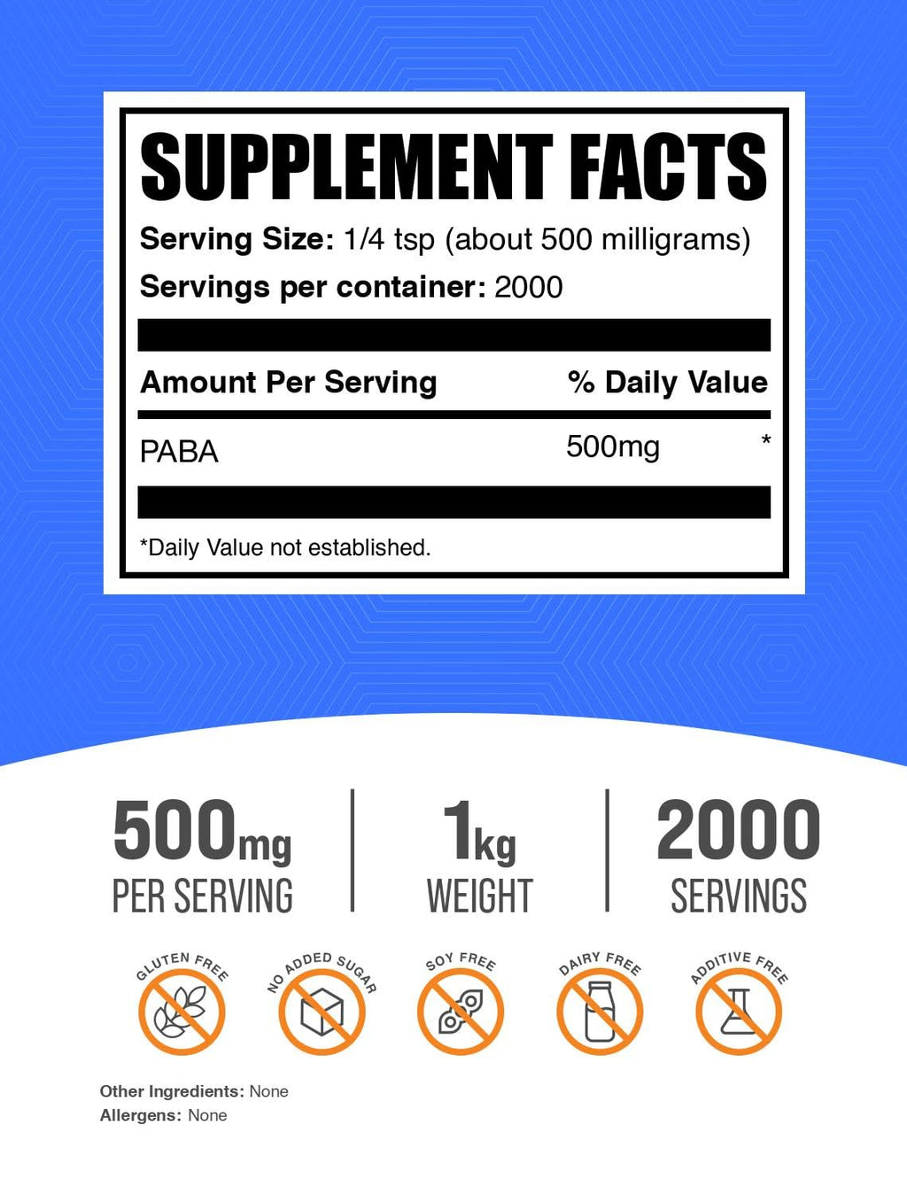 500 mg PABA powder supplement