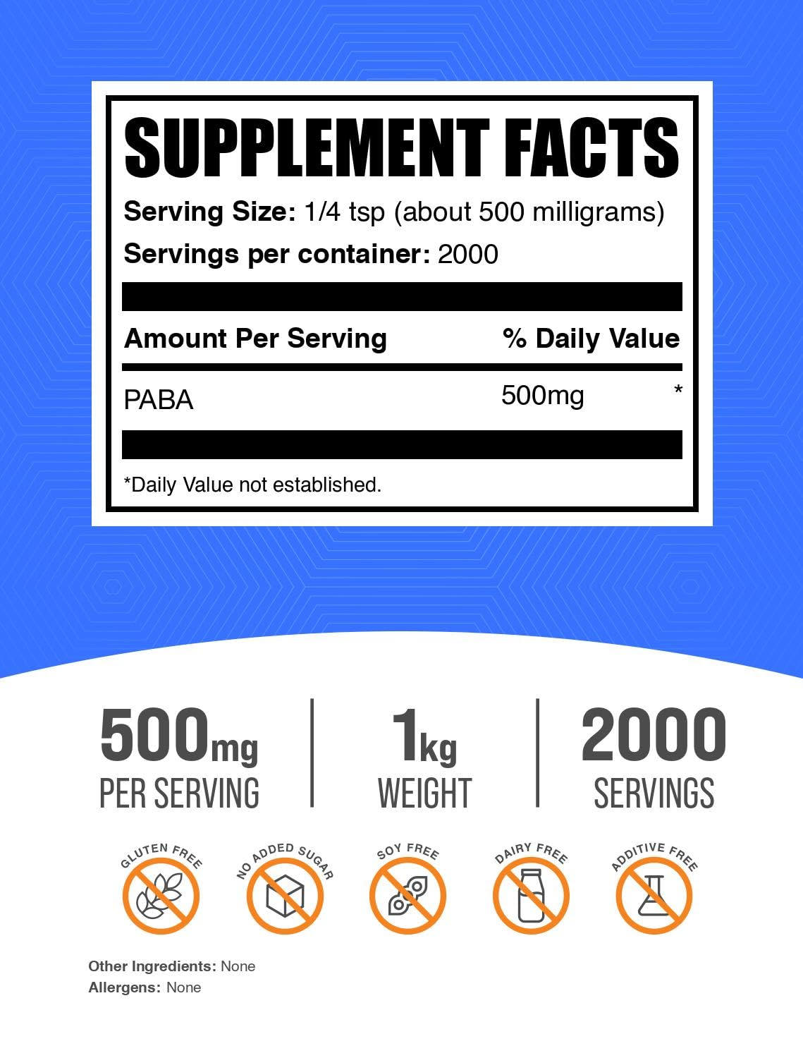 500 mg PABA powder supplement