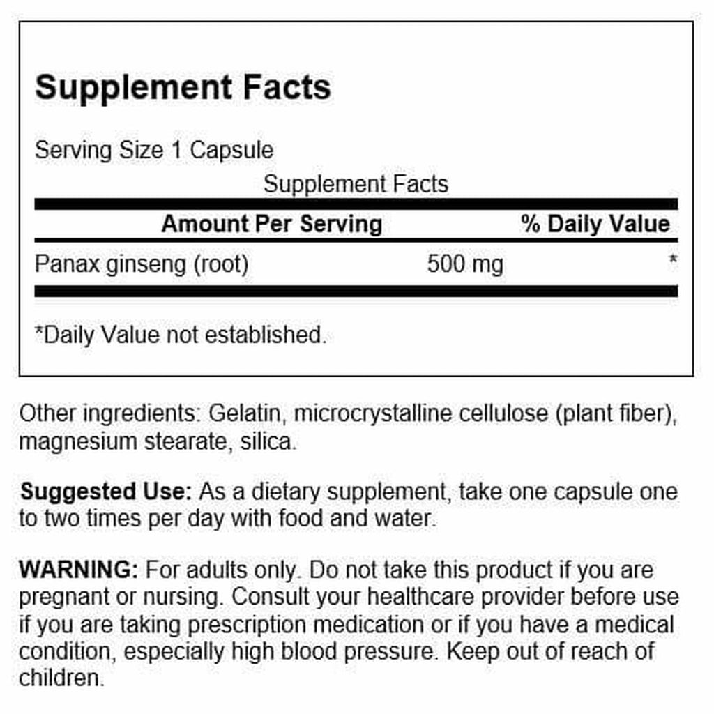 500 mg panax ginseng capsules