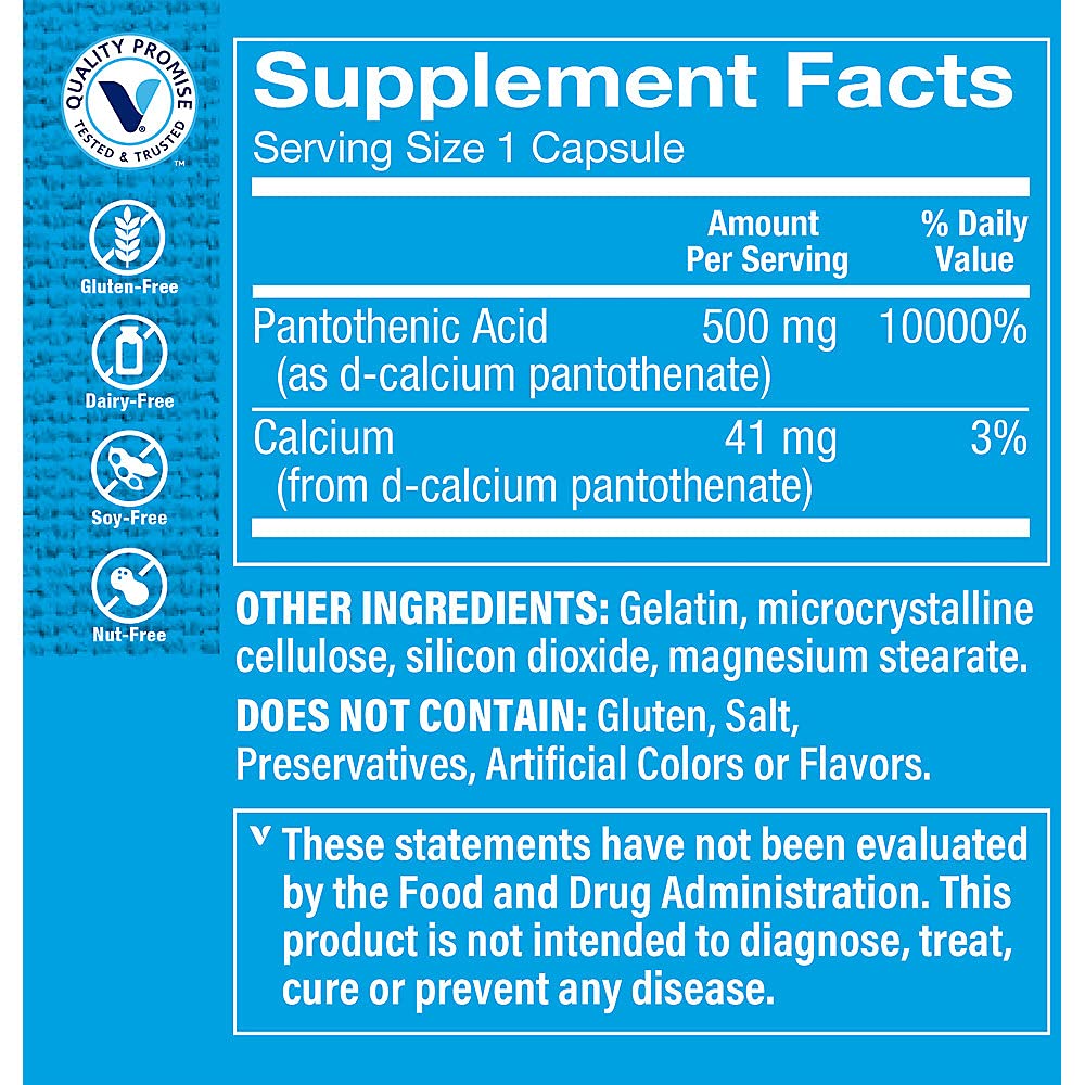 500 mg Pantothenic Acid supplement