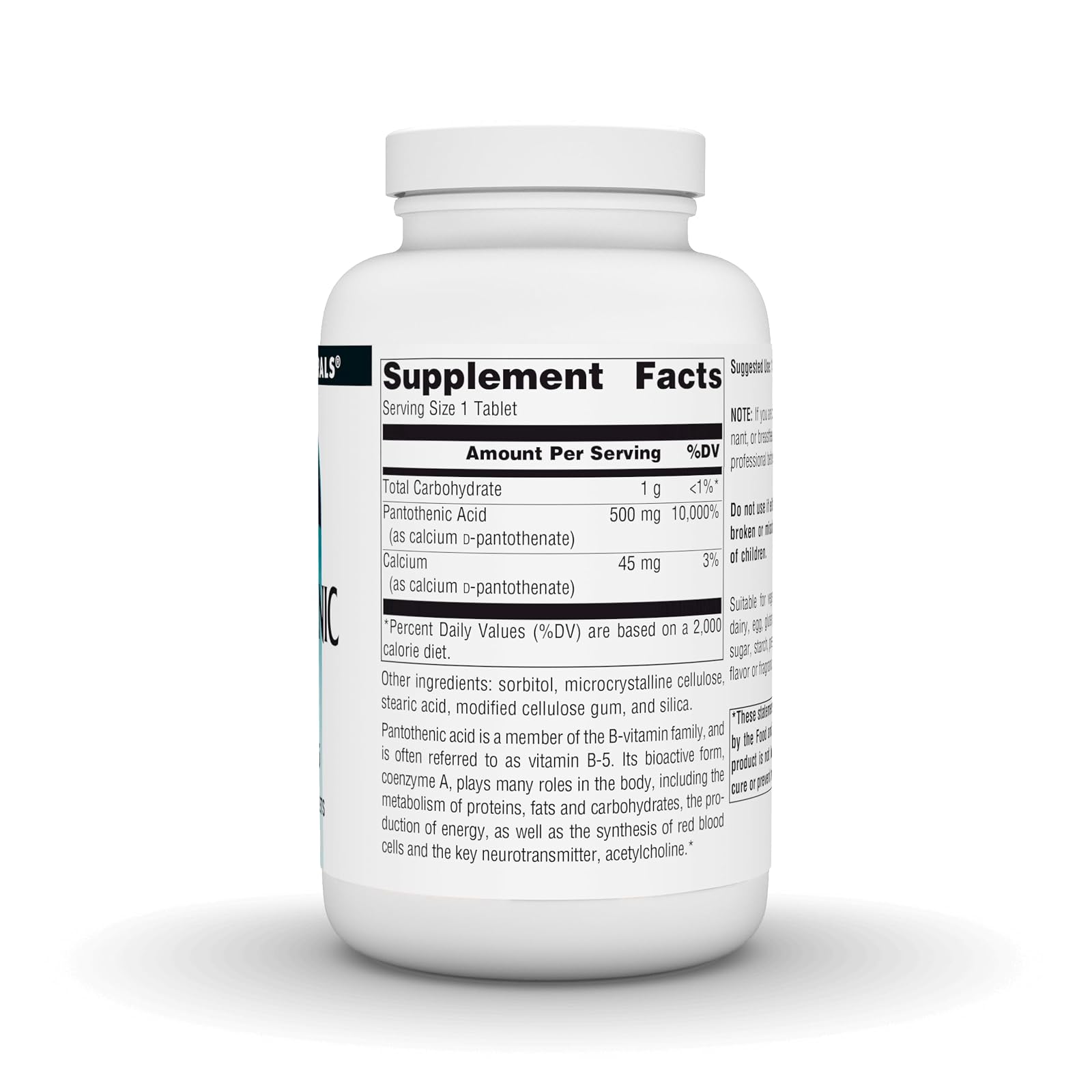500 mg Pantothenic Acid tablets