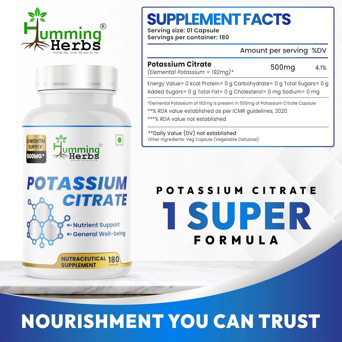 500 mg potassium supplement for health