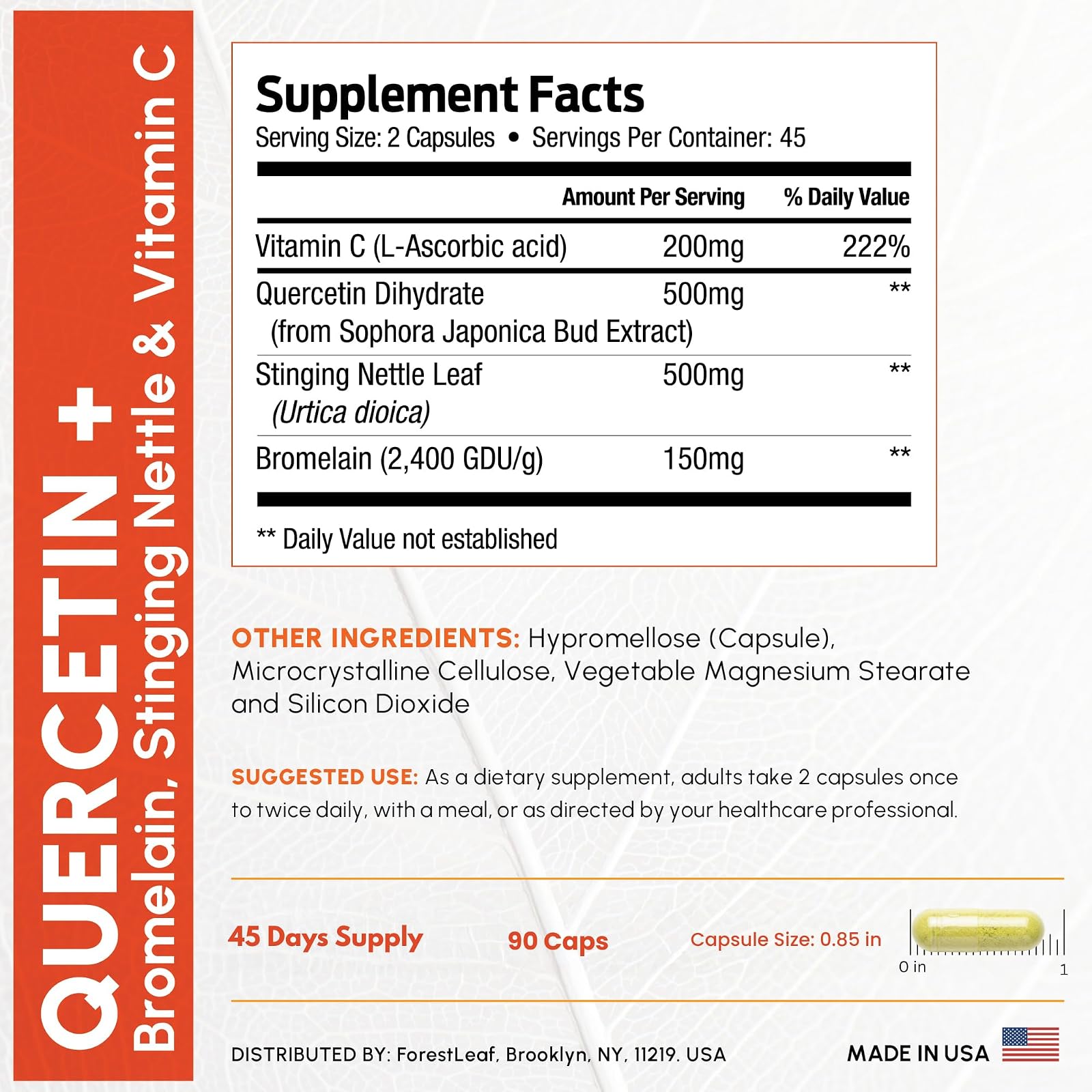 500 mg quercetin for seasonal relief