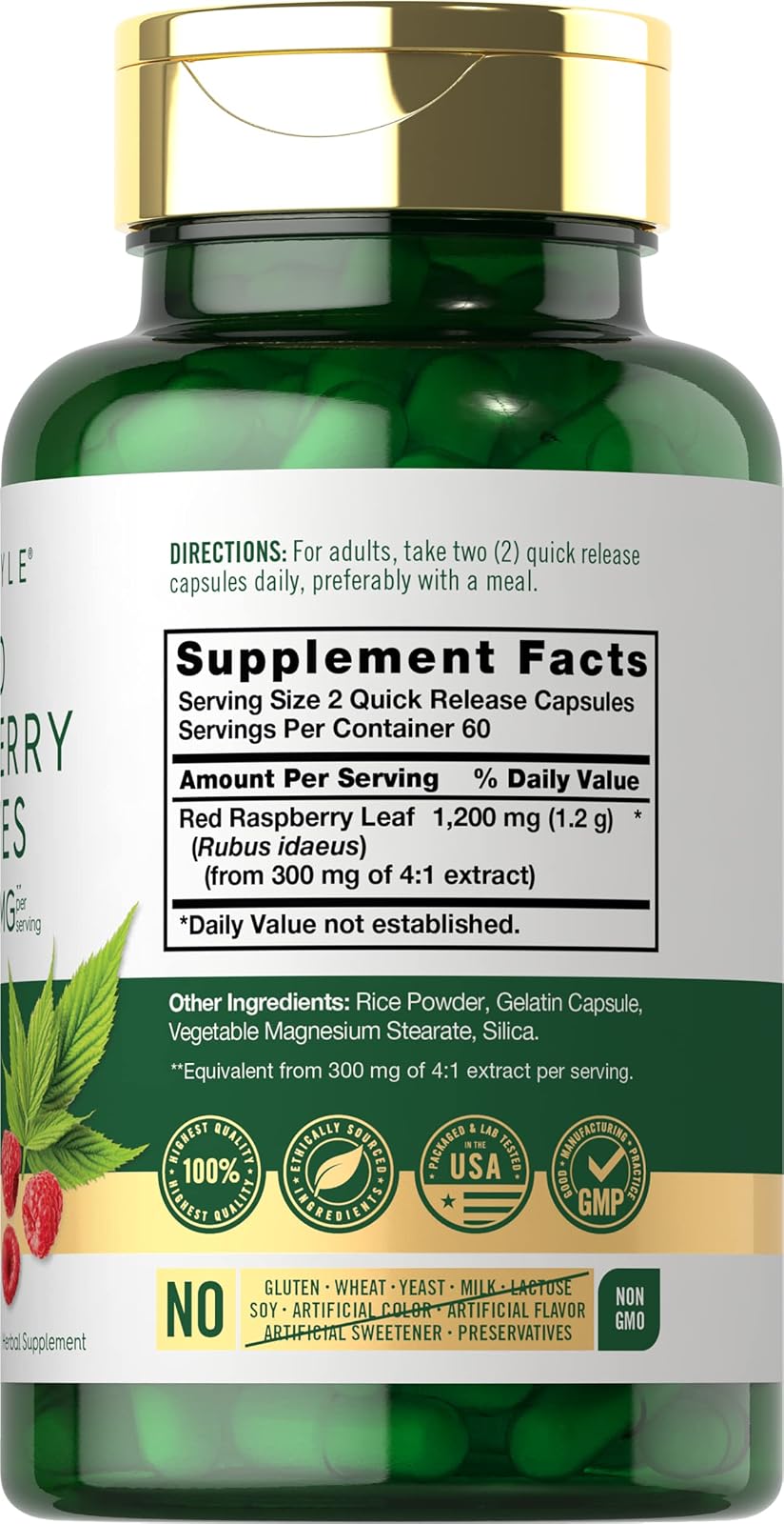 500 mg Red Raspberry Leaf supplement