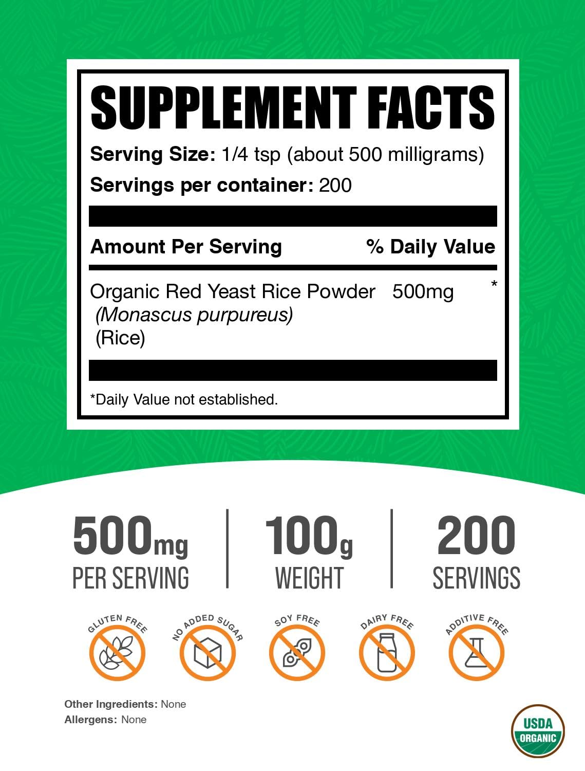 500 mg red yeast rice powder