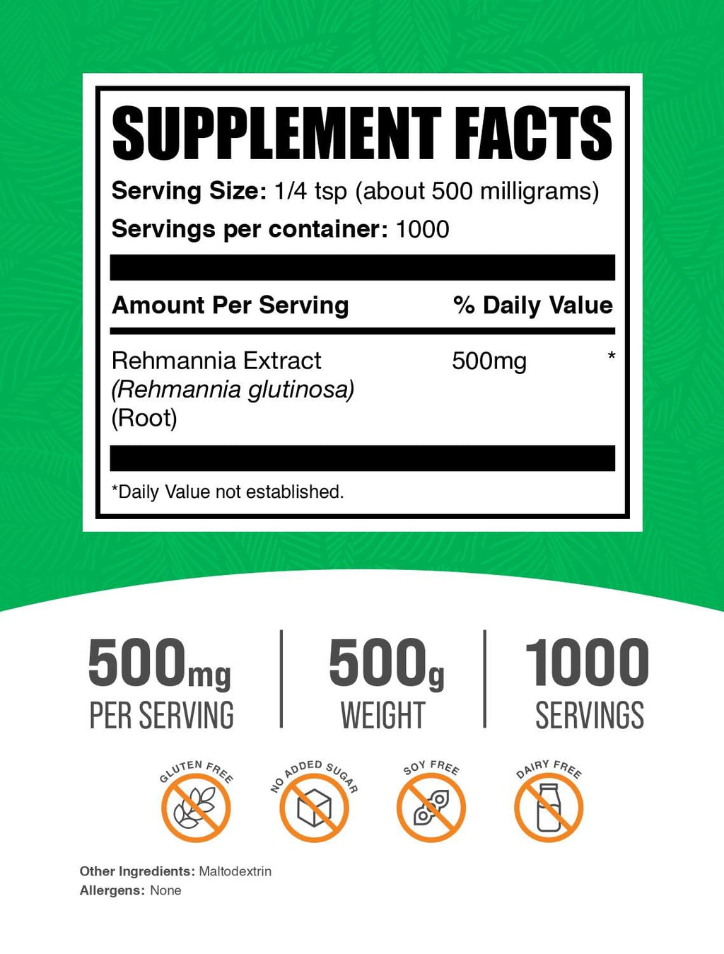 500 mg Rehmannia extract powder