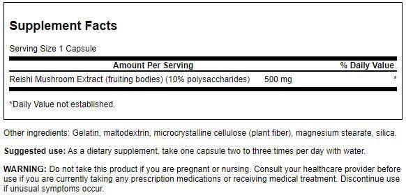 500 mg Reishi capsules for wellness