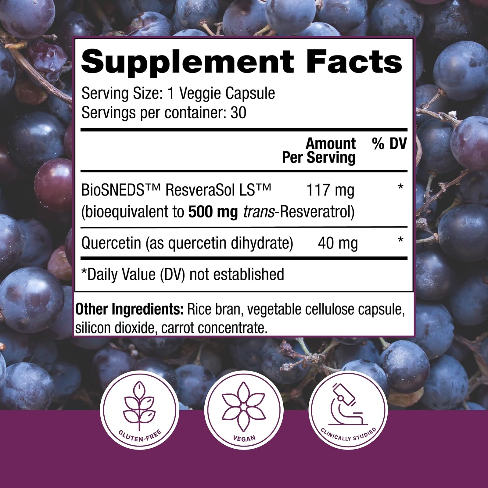 500 mg Resveratrol antioxidant supplement