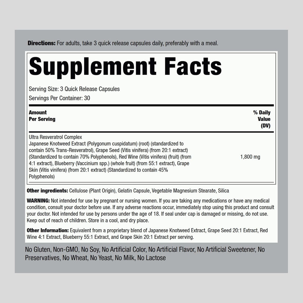 500 mg Resveratrol antioxidant support