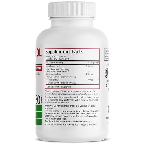 500 mg Resveratrol capsules for wellness