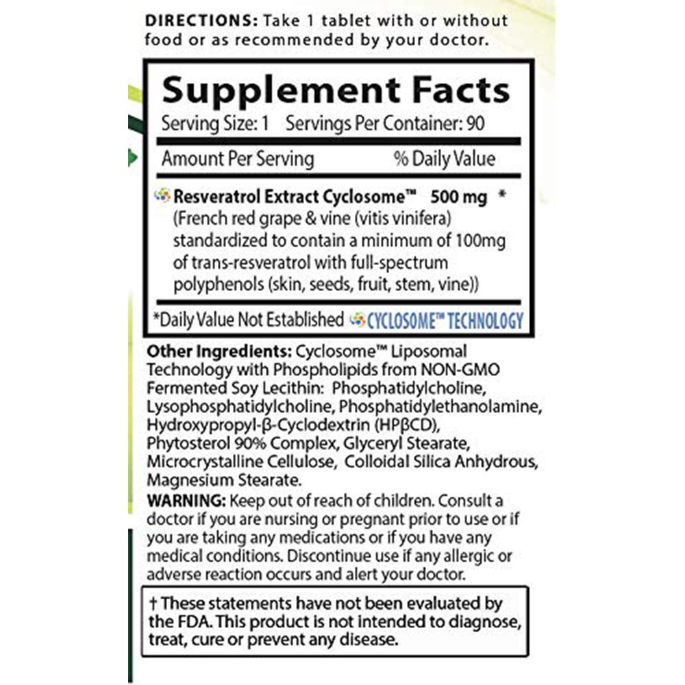 500 mg Resveratrol tablets for vitality