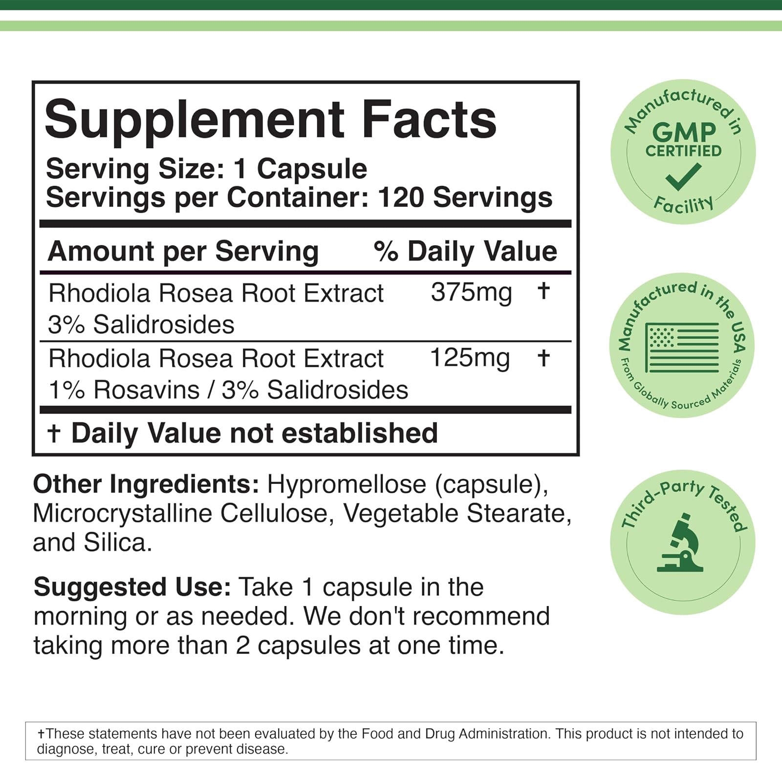 500 mg rhodiola for enhanced energy