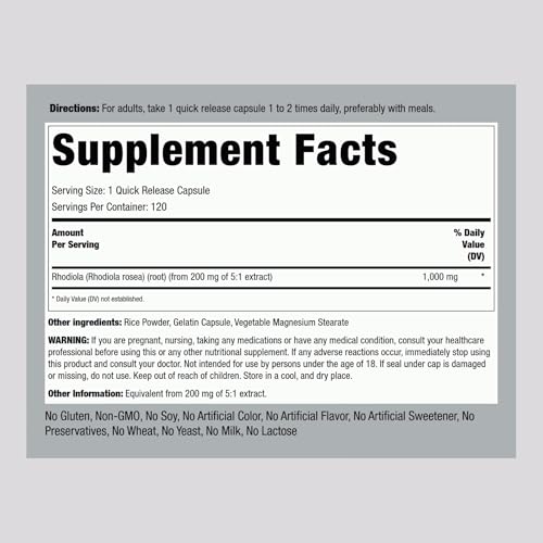 500 mg rhodiola for enhanced energy