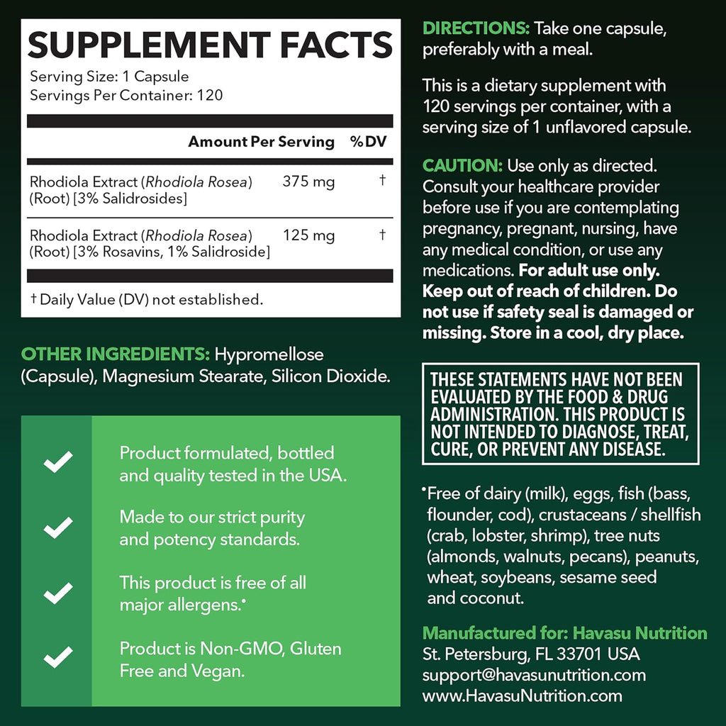 500 mg rhodiola for enhanced mood