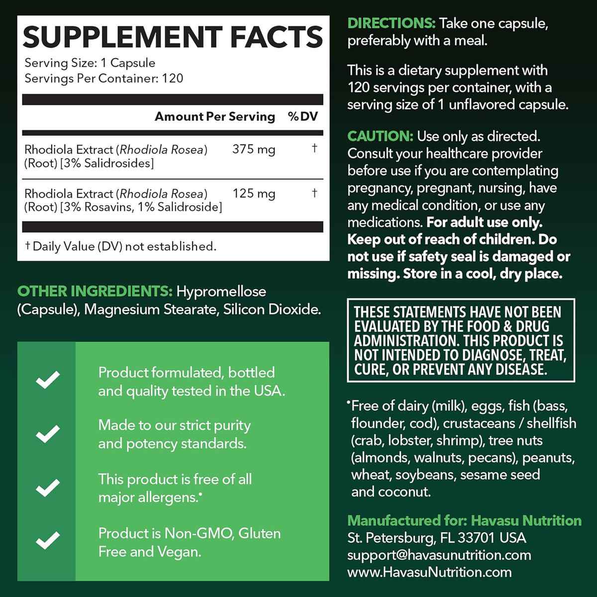 500 mg rhodiola for enhanced mood