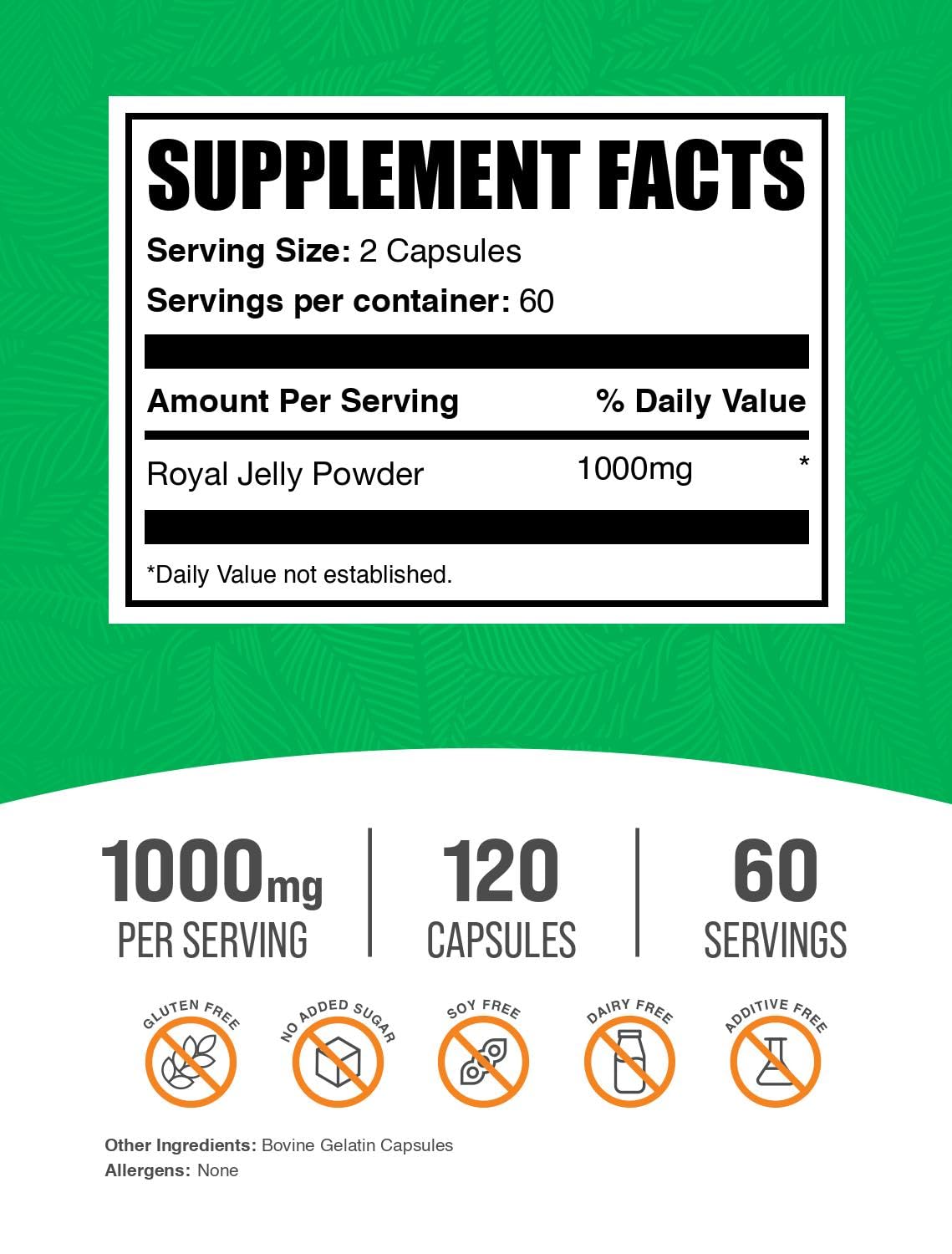 500 mg Royal Jelly capsules for energy