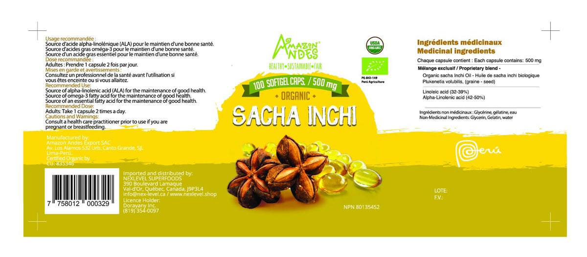 500 mg Sacha Inchi Oil for healthy fats