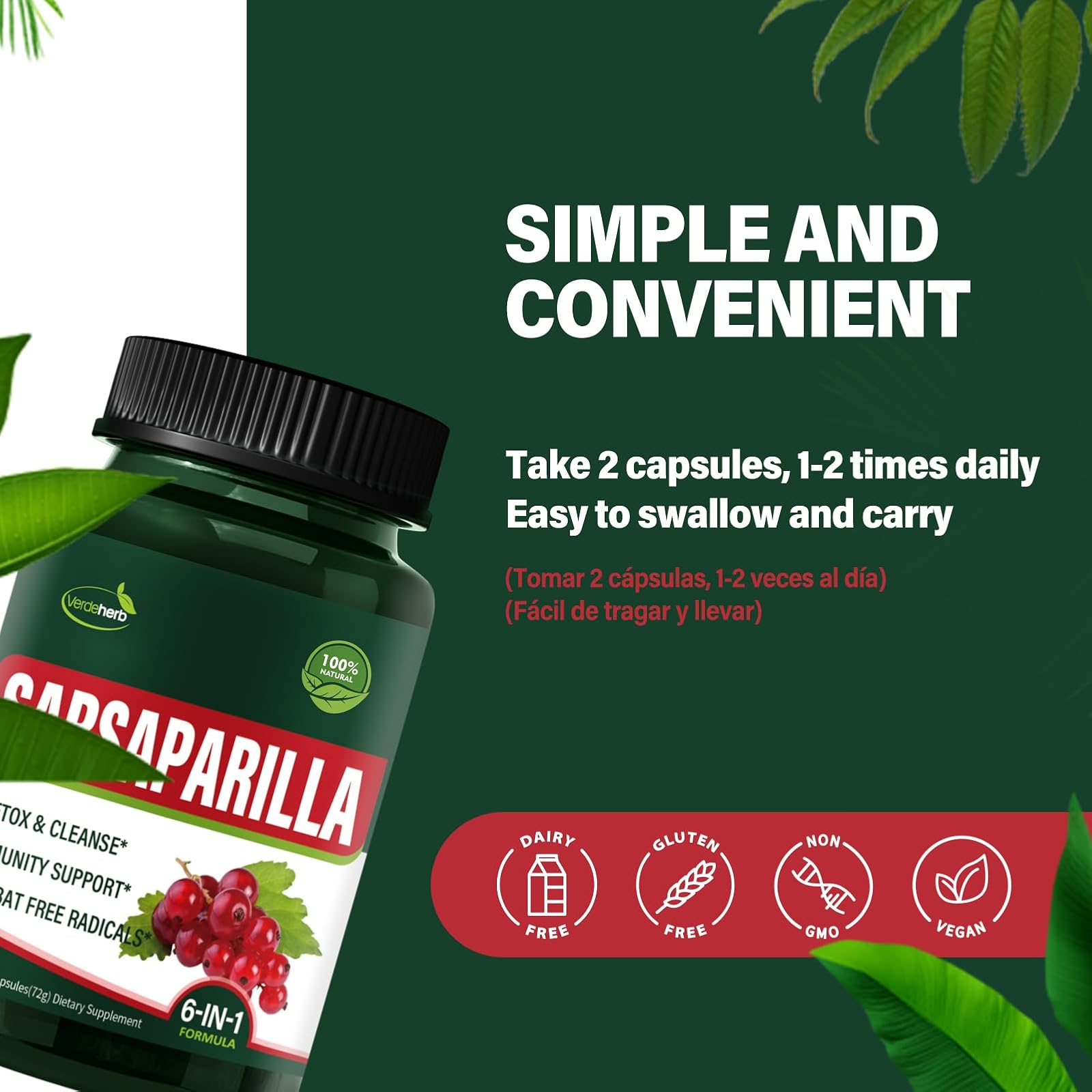 500 mg Sarsaparilla for cleansing