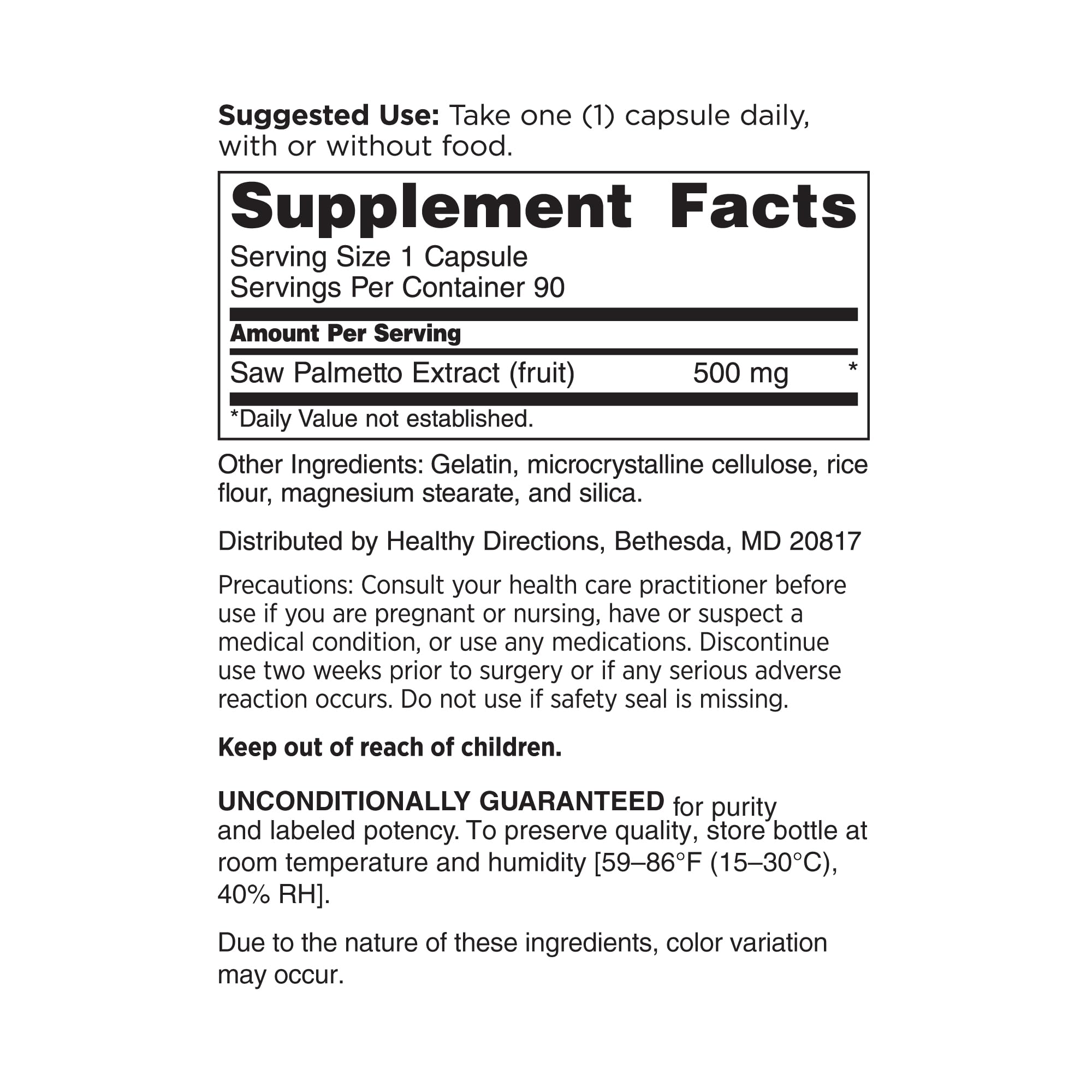500 mg saw palmetto capsules