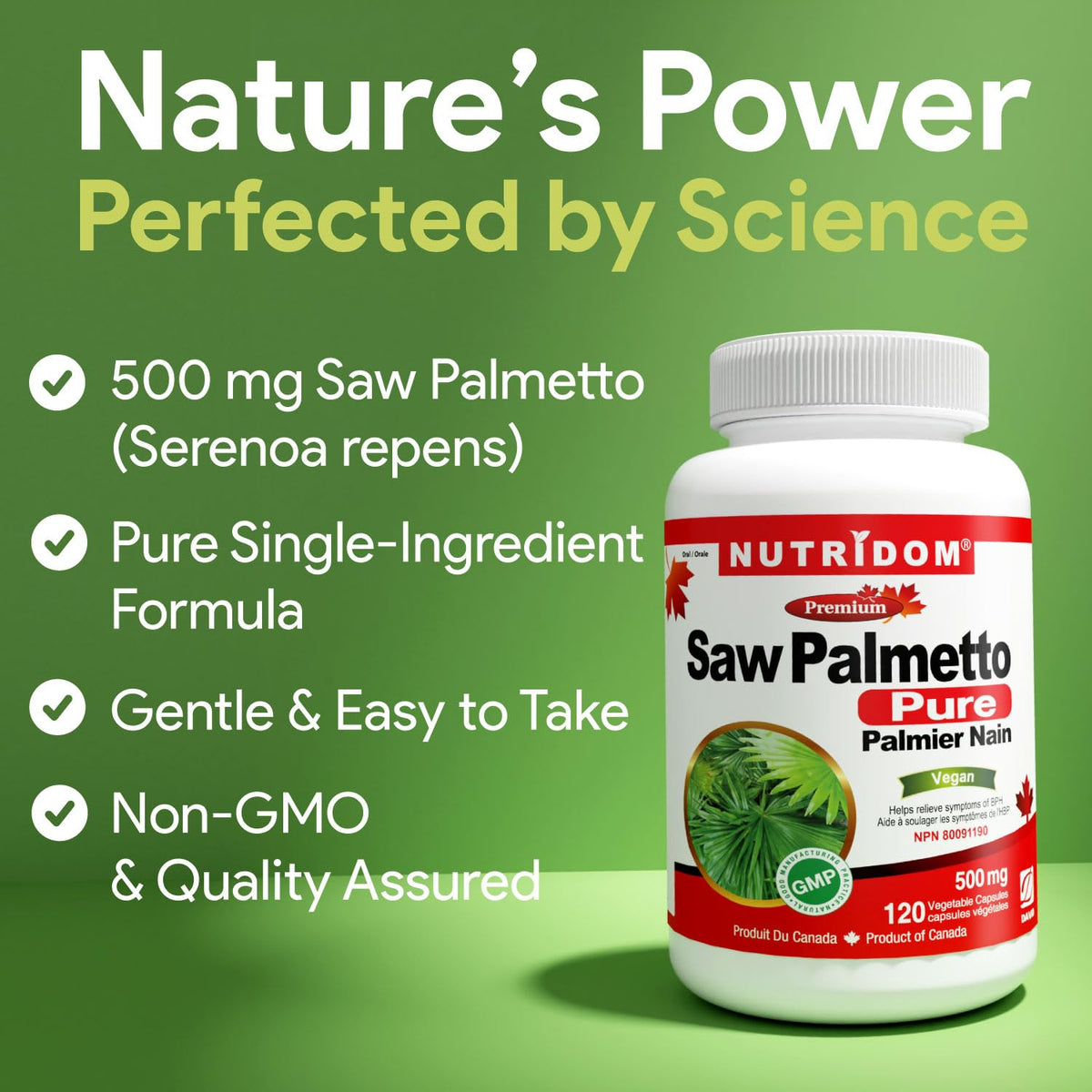 500 mg Saw Palmetto herbal supplement
