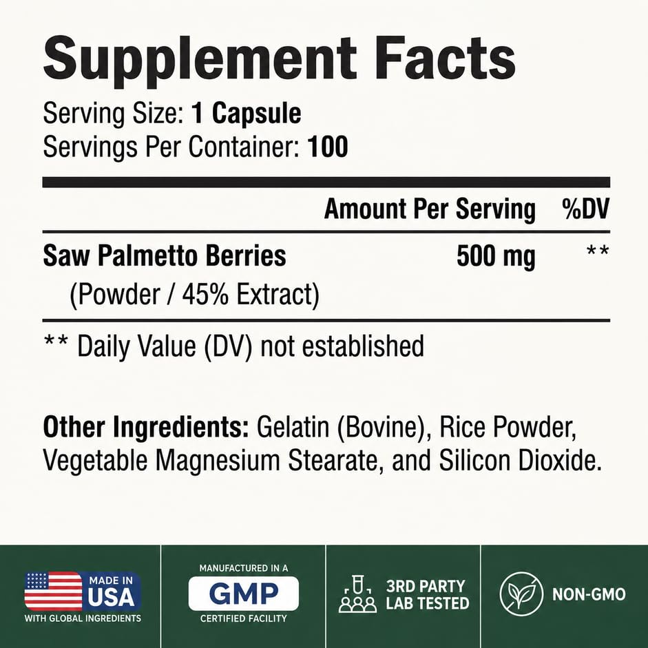 500 mg Saw Palmetto supplement benefits