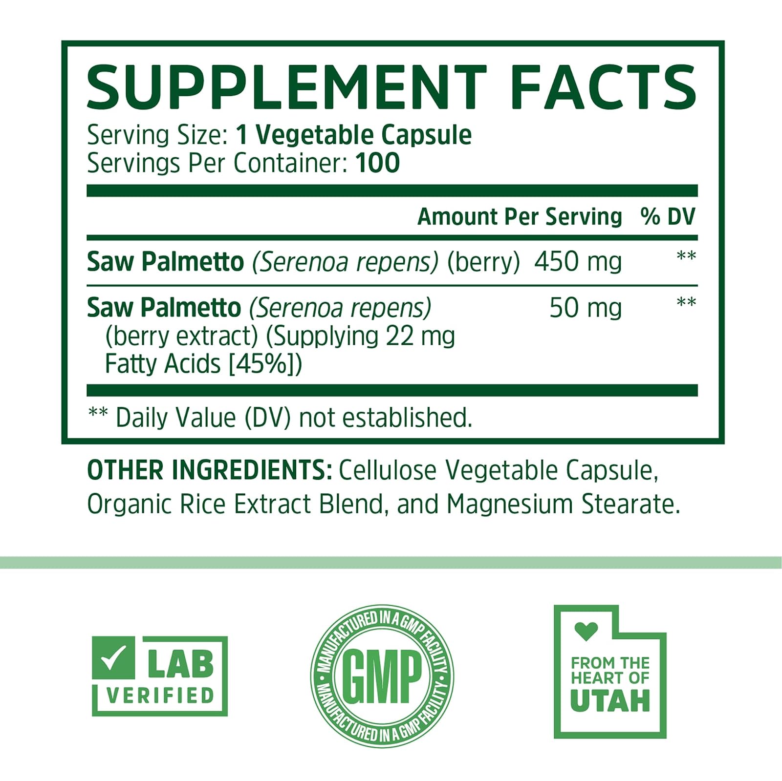 500 mg saw palmetto supplement