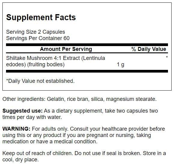 500 mg Shiitake mushroom health benefits