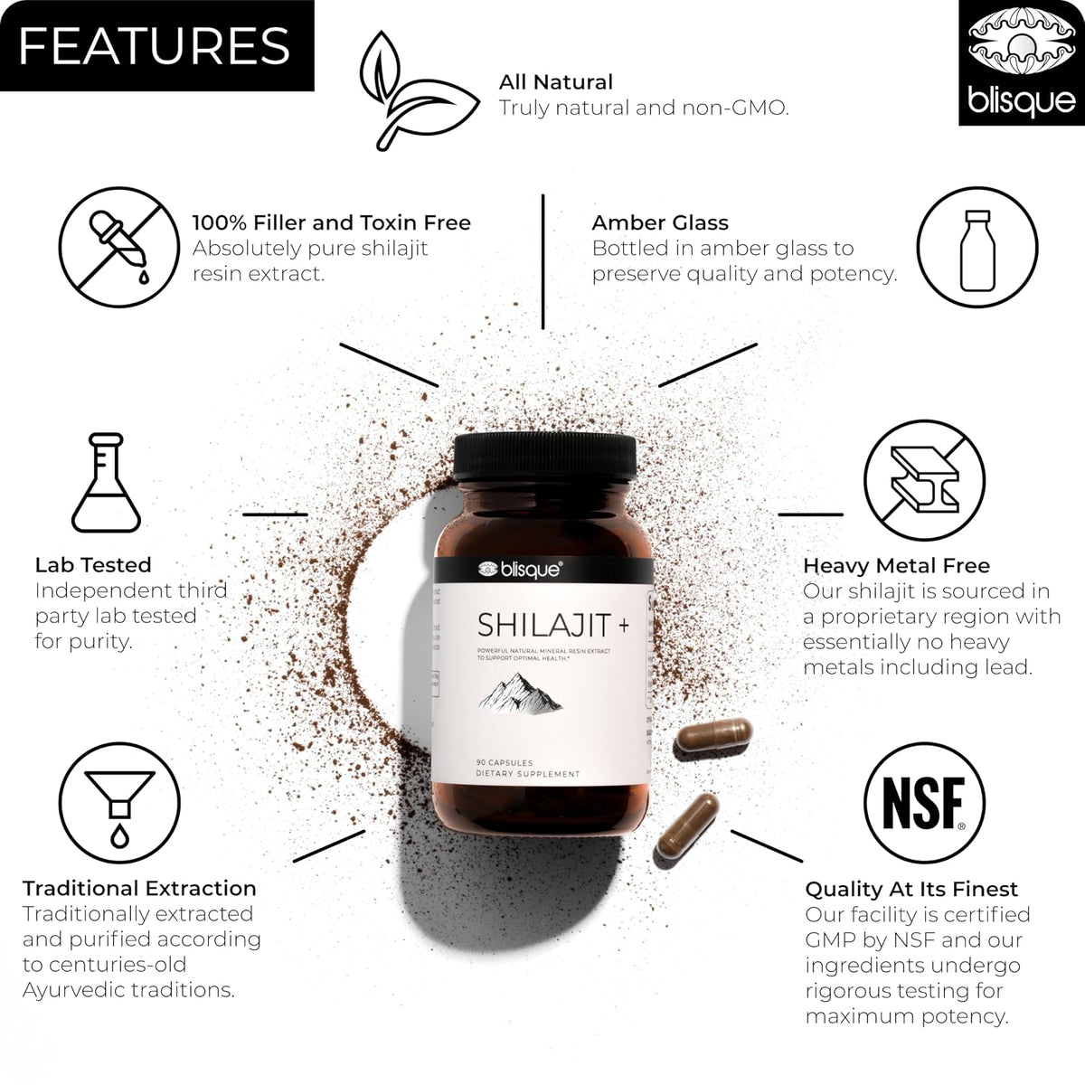 500 mg Shilajit capsules for energy