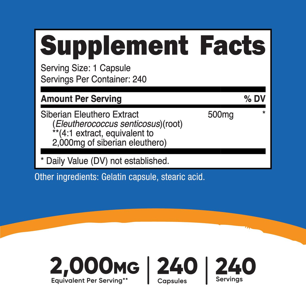 500 mg Siberian ginseng supplement benefits