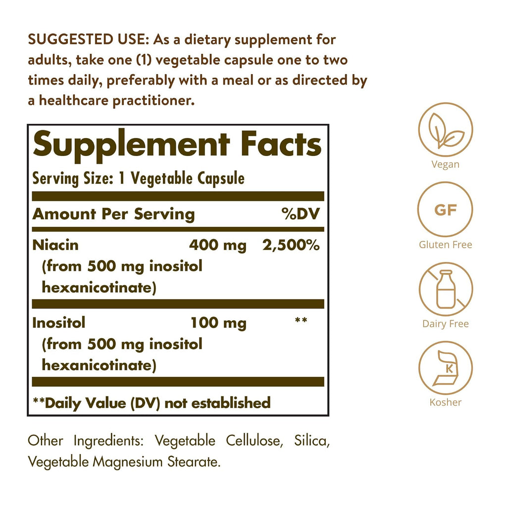 500 mg Solgar vitamin B3 capsules