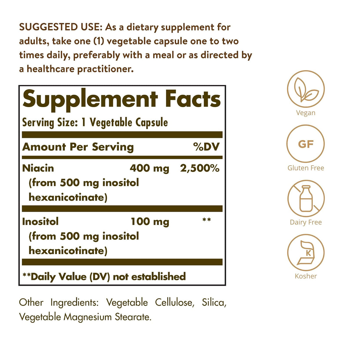 500 mg Solgar vitamin B3 capsules