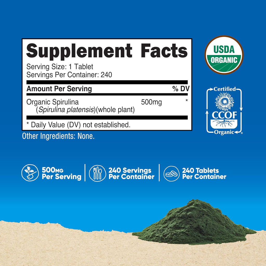 500 mg spirulina tablets for energy