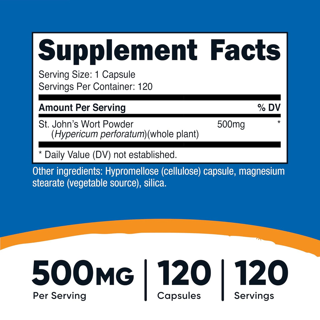 500 mg St John's Wort for natural wellness