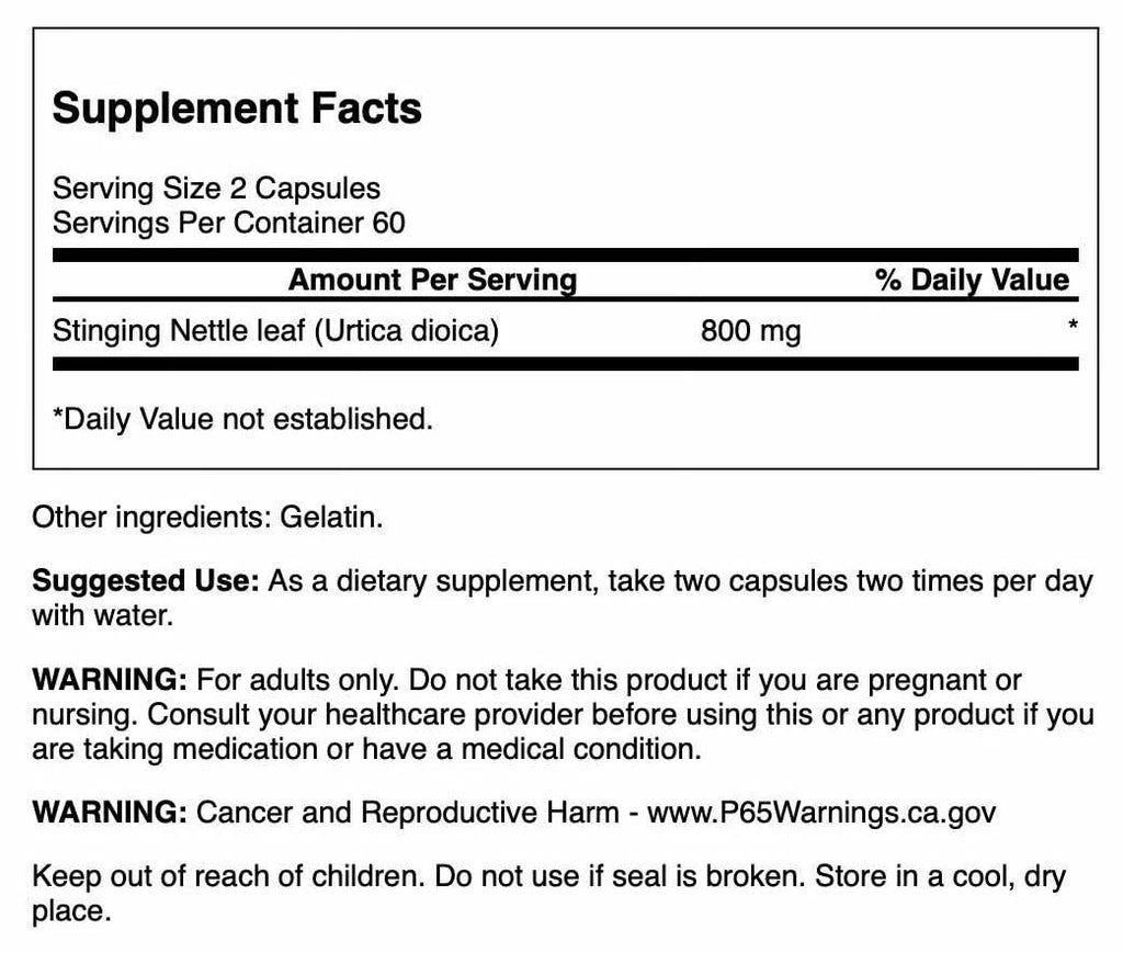 500 mg stinging nettle leaf supplement