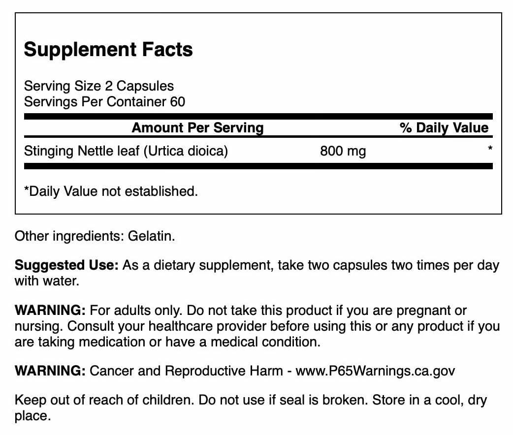 500 mg stinging nettle leaf supplement