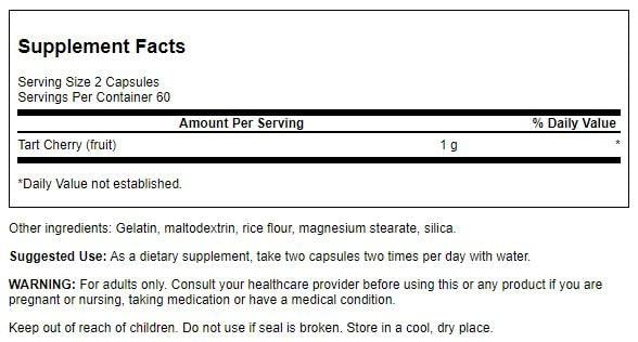 500 mg tart cherry capsules pack