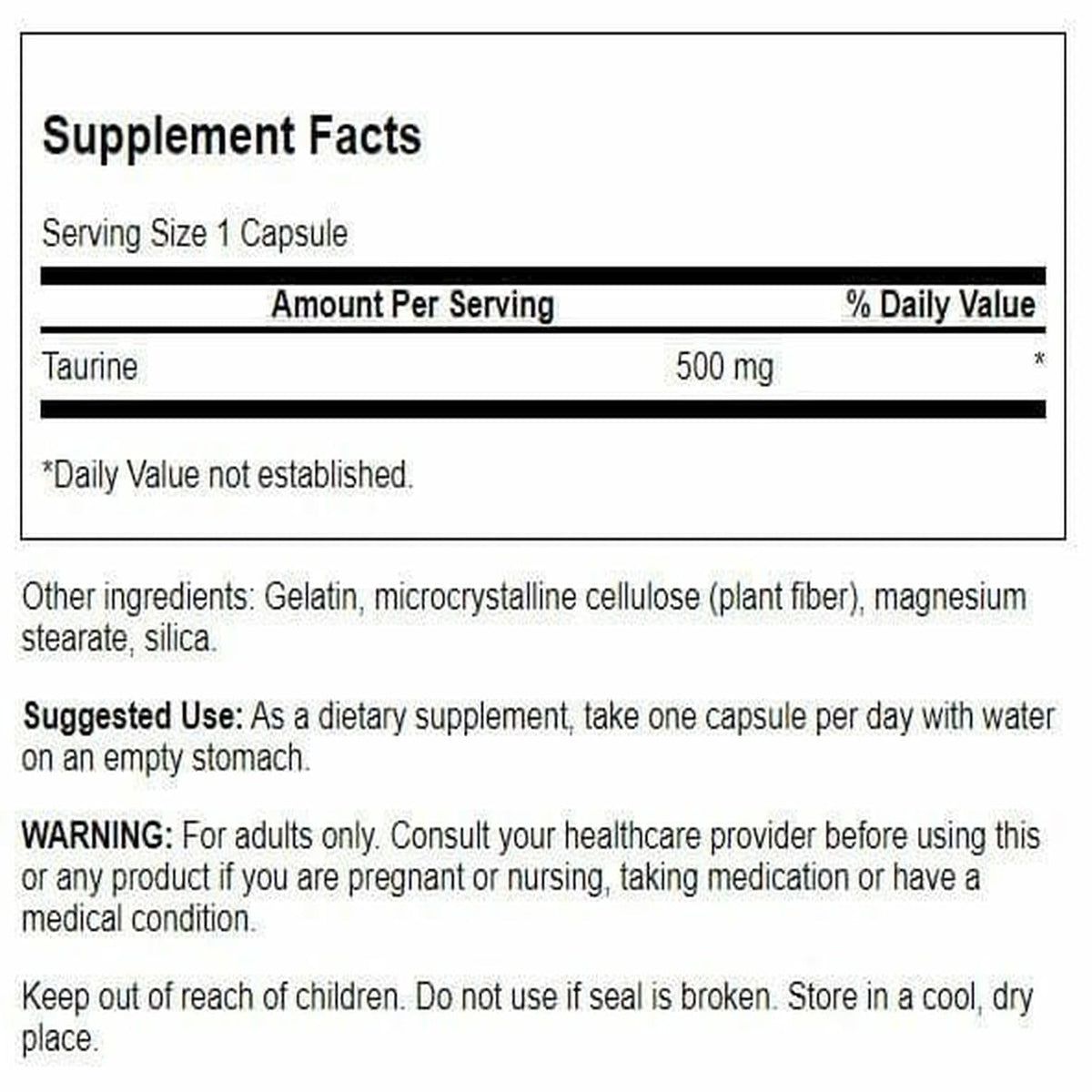 500 mg taurine for energy support