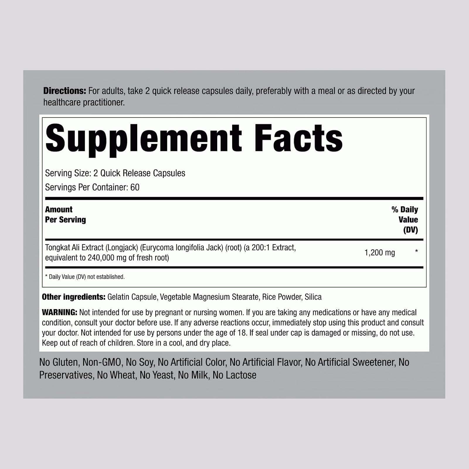500 mg Tongkat Ali supplement