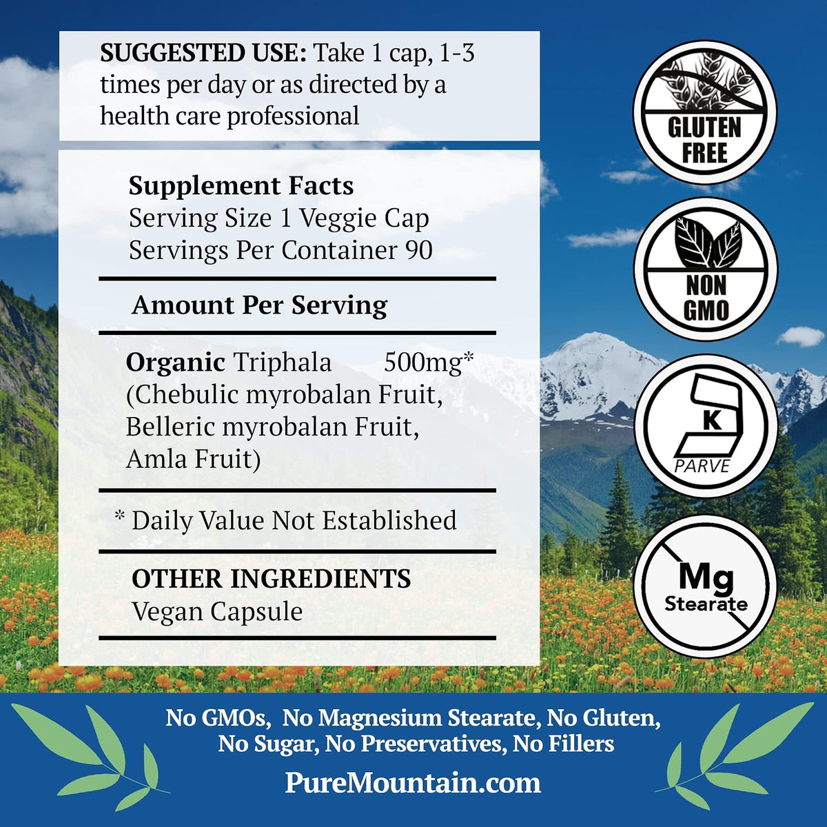 500 mg Triphala herbal supplement