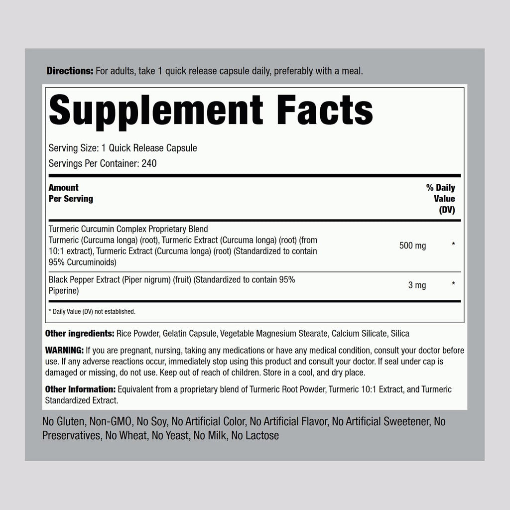 500 mg turmeric curcumin supplement