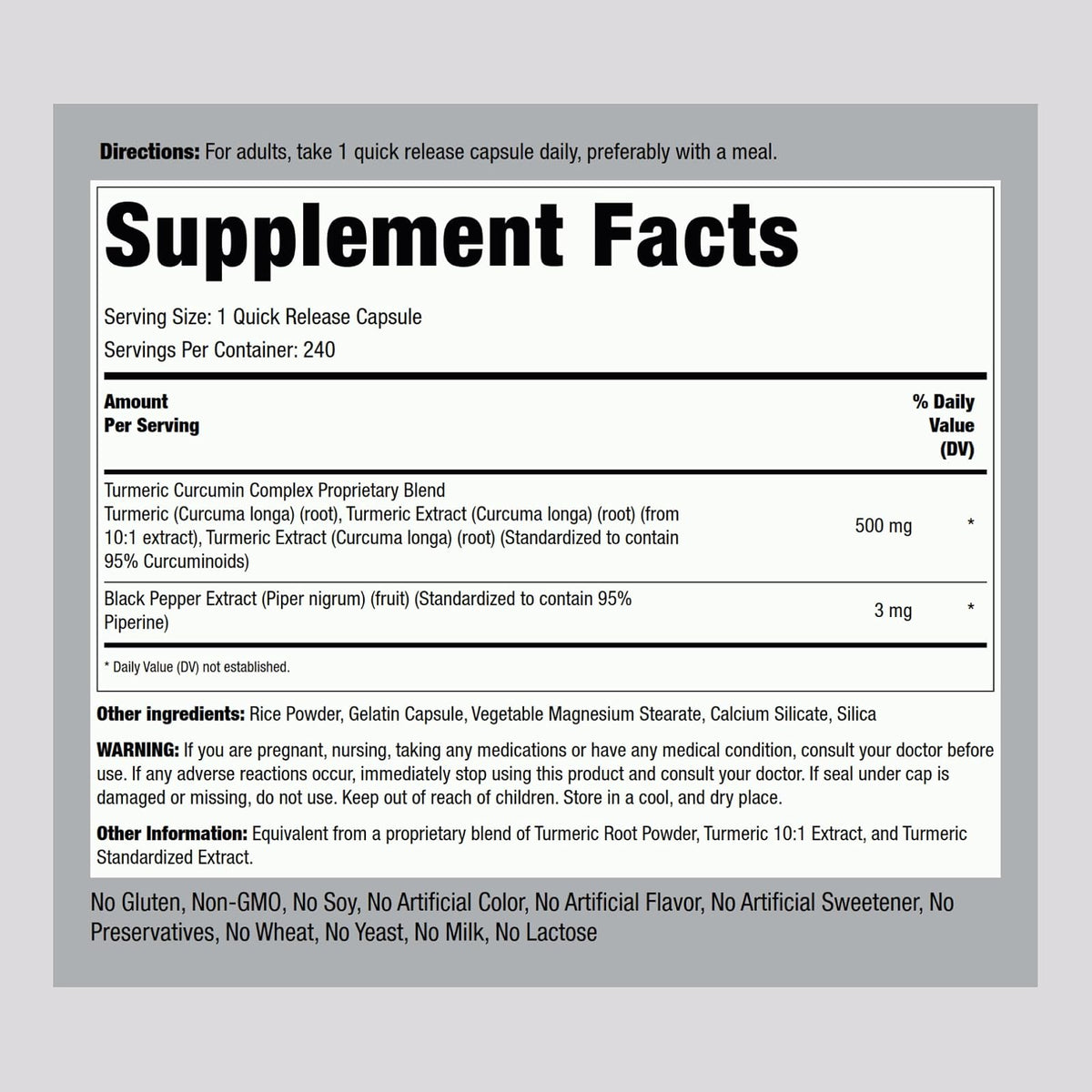 500 mg turmeric curcumin supplement