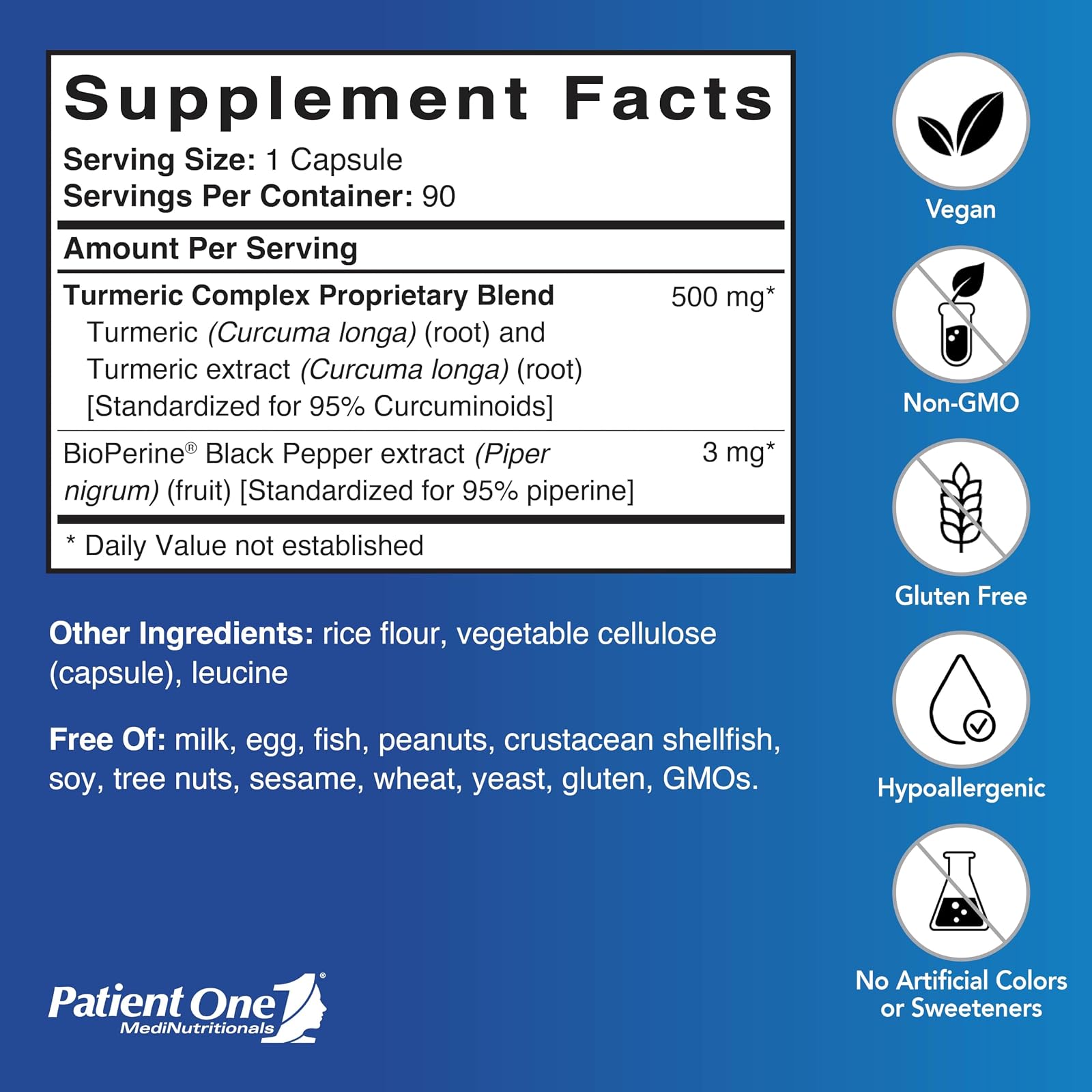 500 mg turmeric curcumin supplement