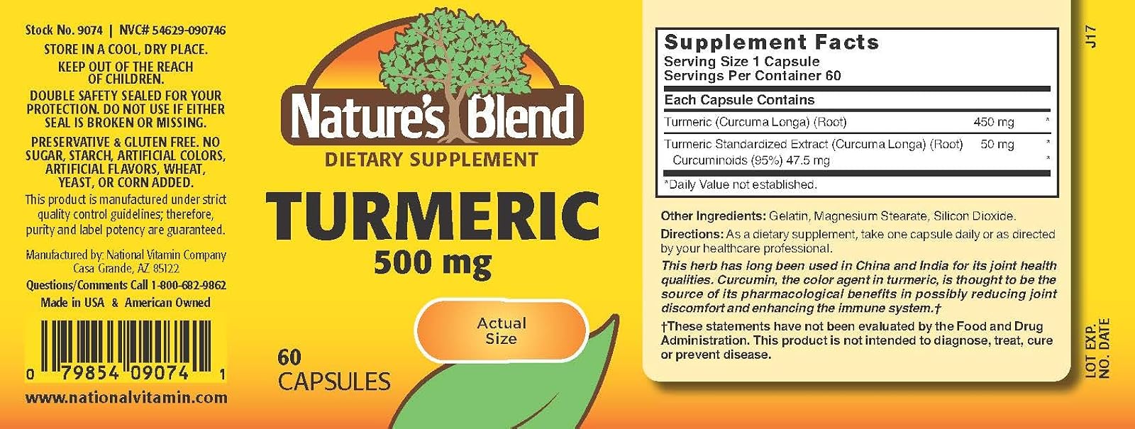 500 mg turmeric supplement for inflammation relief