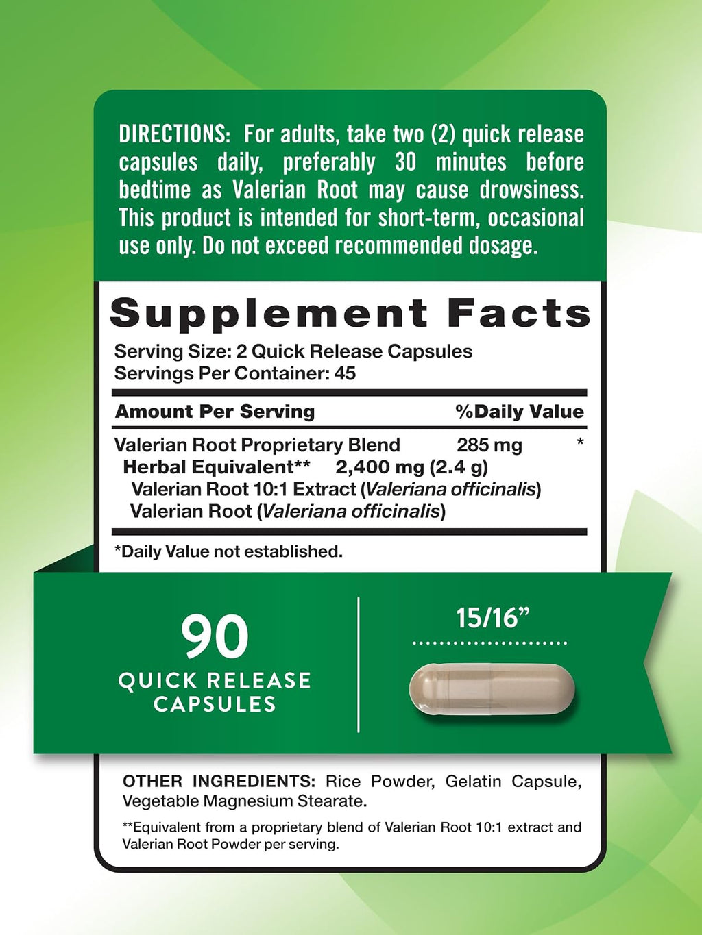 500 mg valerian root capsules