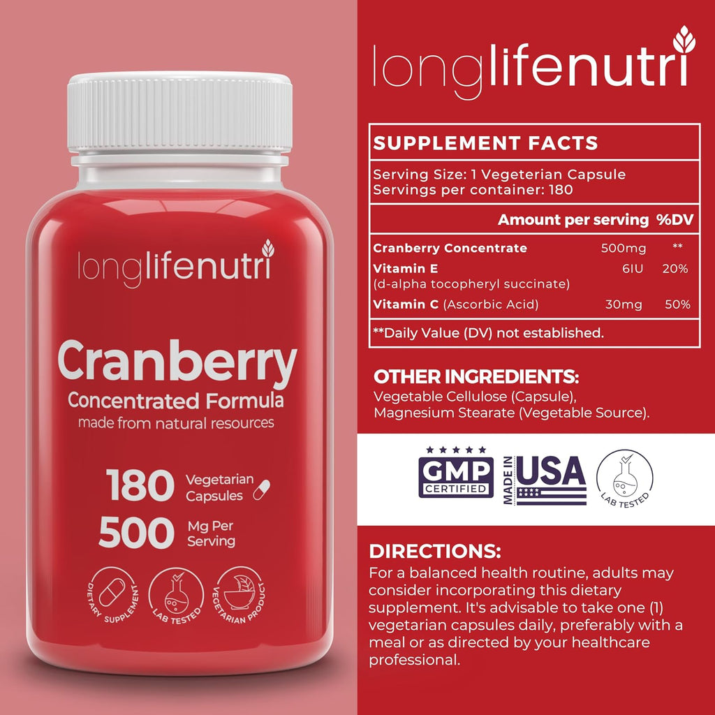 500 mg vegetarian cranberry supplement