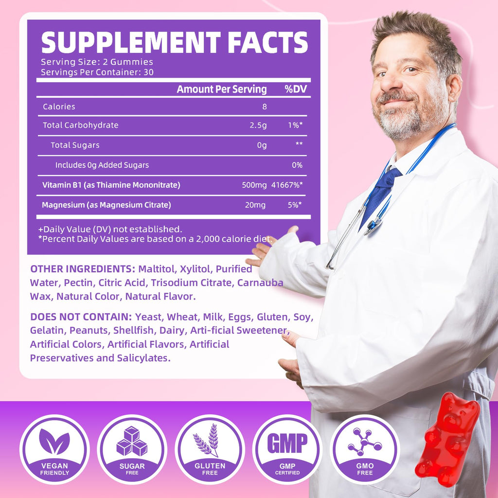 500 mg Vitamin B1 gummies for wellness