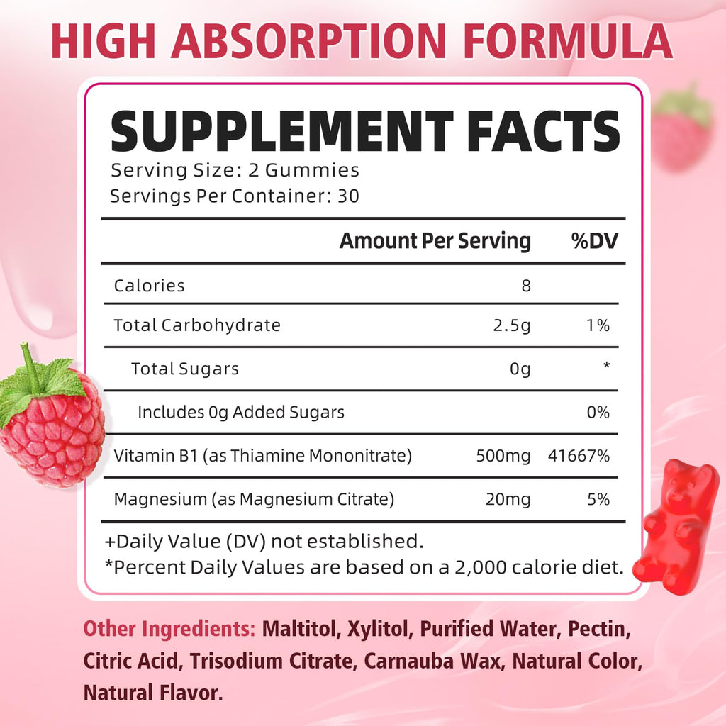500 mg Vitamin B1 gummy supplements