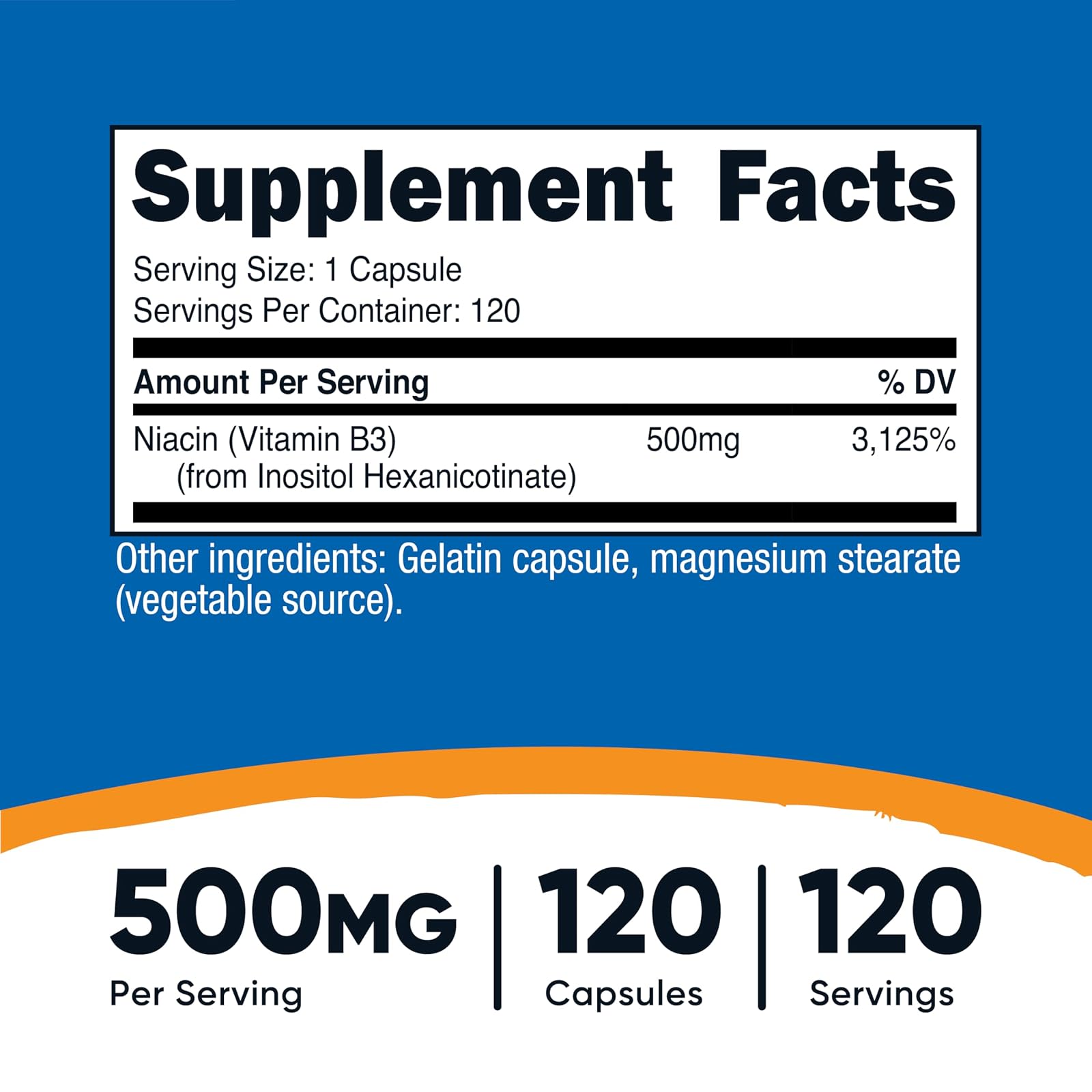 500 mg vitamin B3 supplement
