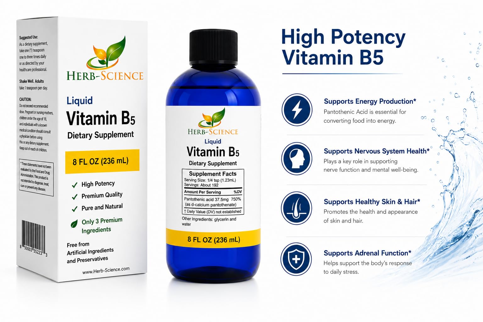 500 mg Vitamin B5 liquid supplement