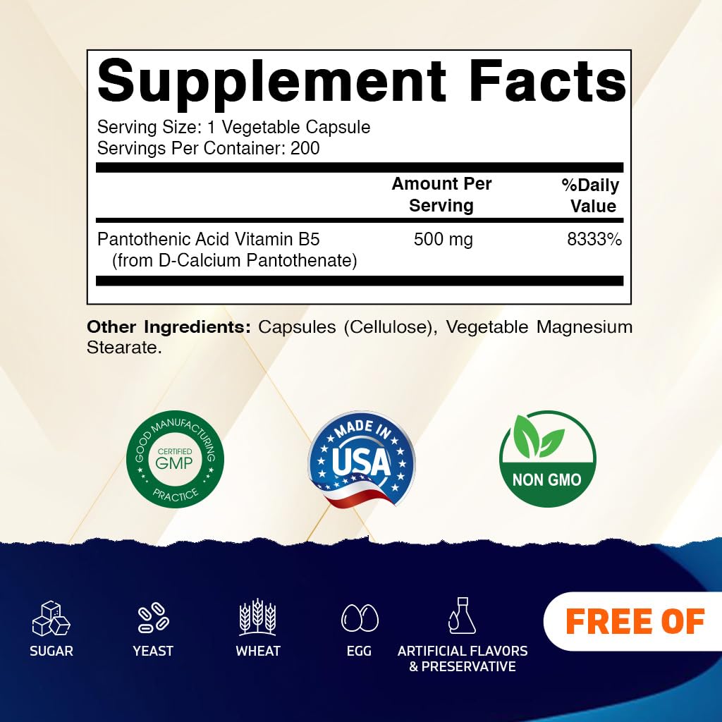 500 mg Vitamin B5 supplement